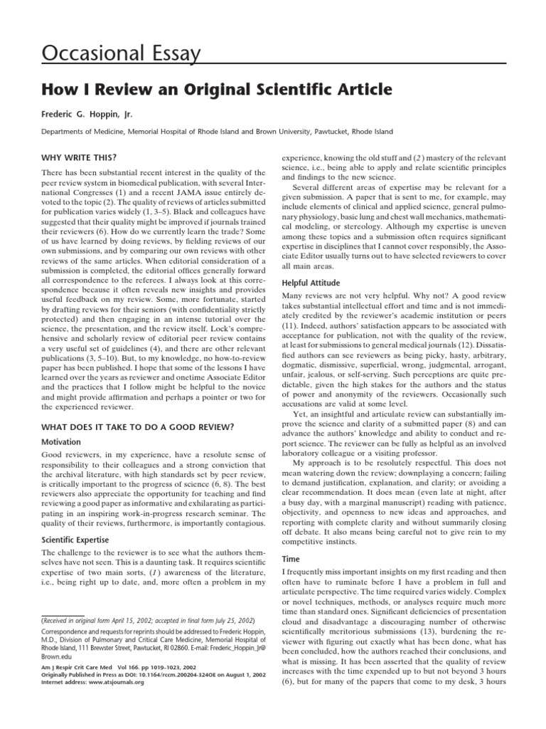 How To Review A Scientific Paper | PDF | Statistics | Evaluation