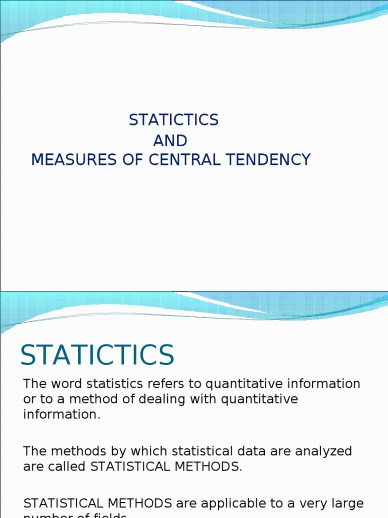 Statictics and Measures of Central Tendency | PDF | Histogram | Median