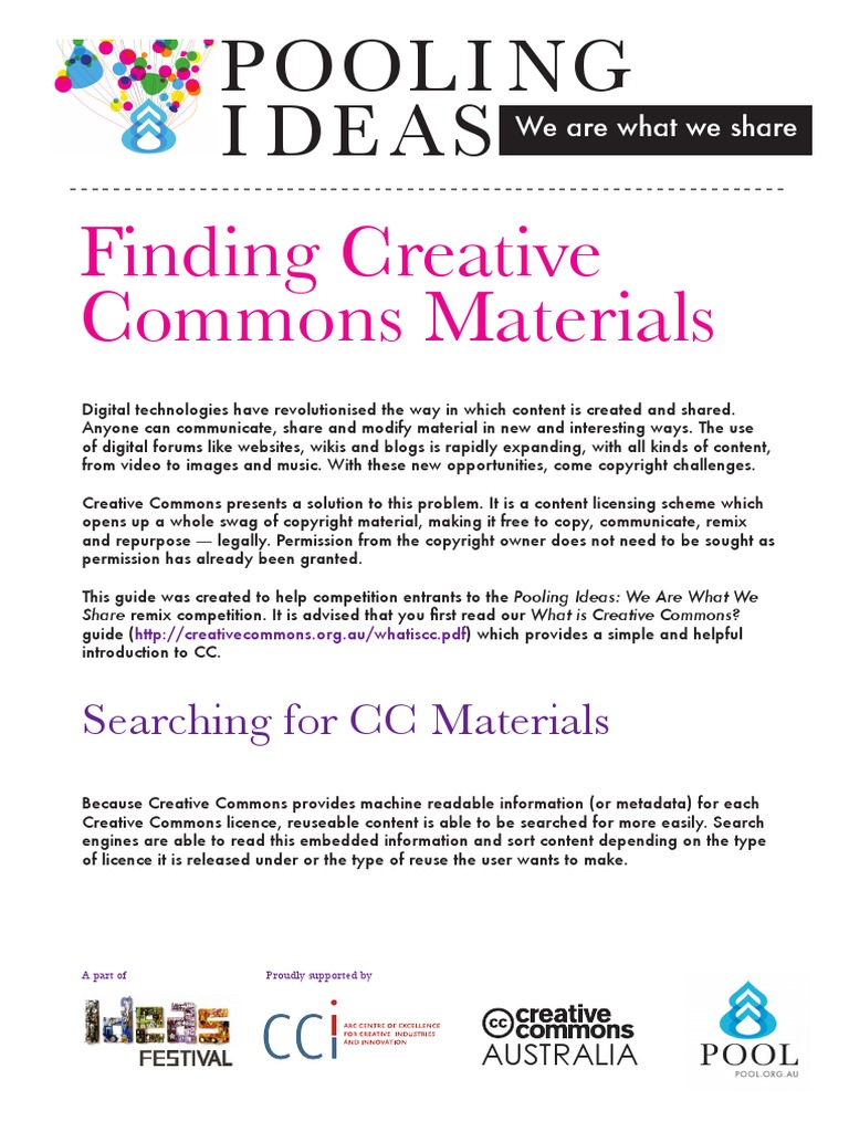 Finding Creative Commons Materials Searching For Cc Materials Pdf