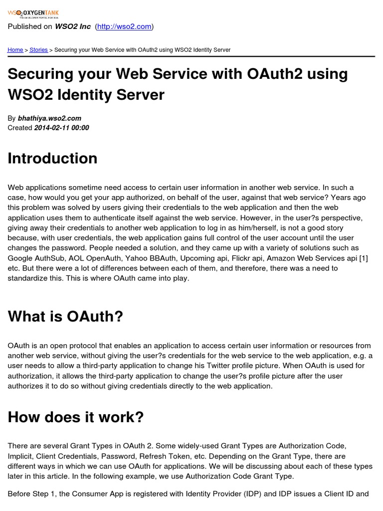 WSO2 Inc - Securing Your Web Service With OAuth2 Using WSO2 Identity ...