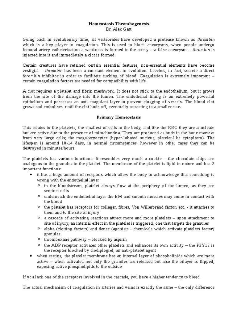 Thrombo Genesis | PDF | Platelet | Coagulation