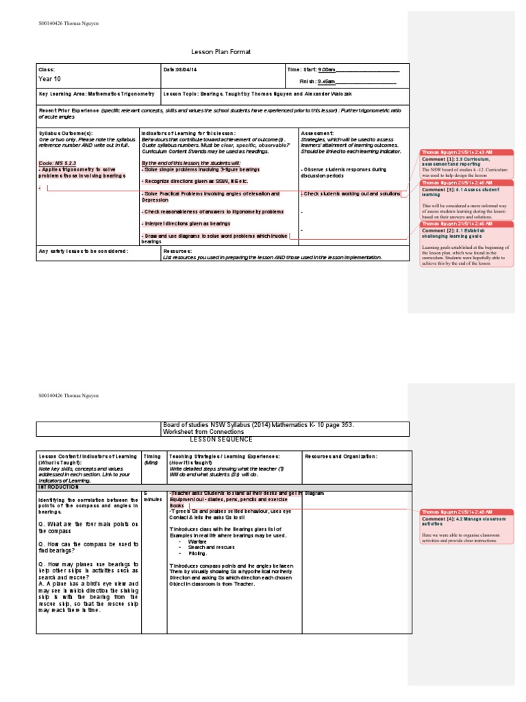 Lesson Plan and Reflection With Annotations | PDF | Curriculum | Lesson ...