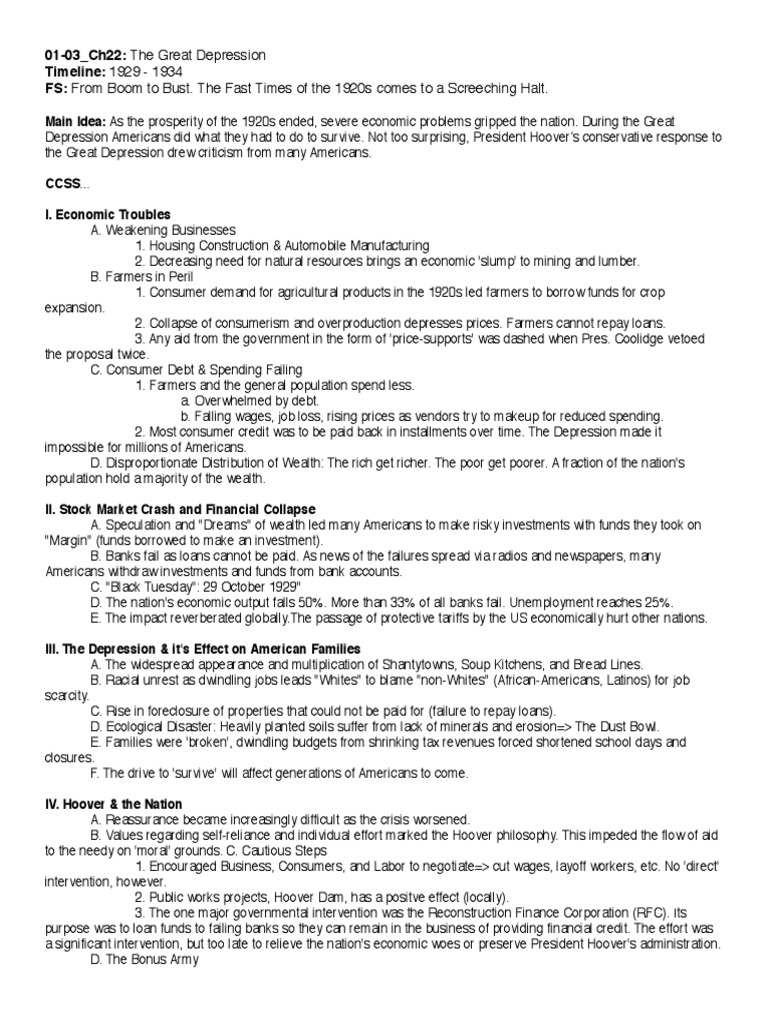 Hoover's Response to the Great Depression | PDF | Herbert Hoover ...