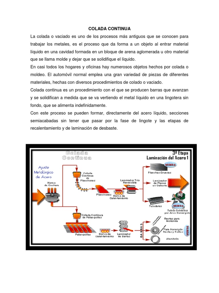 Proceso de Colada Continua de Acero | PDF | Acero | Cobre