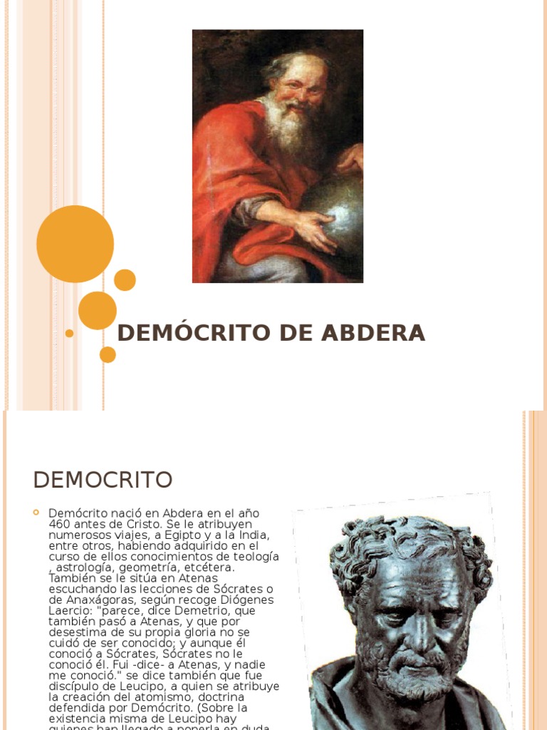 Demócrito: Pensamiento y Aportaciones | PDF | Metafísica | Epistemología