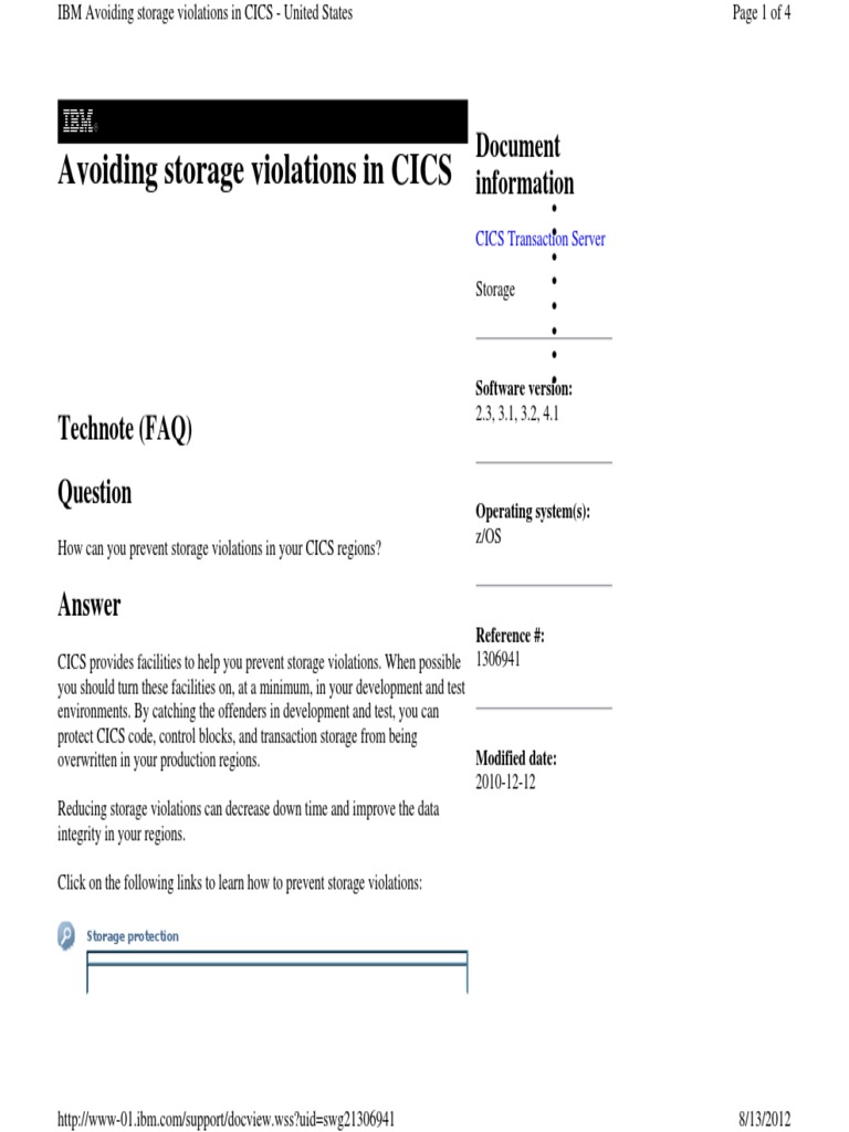Avoiding Storage Violations in CICS | PDF | Operating System | Computer Architecture