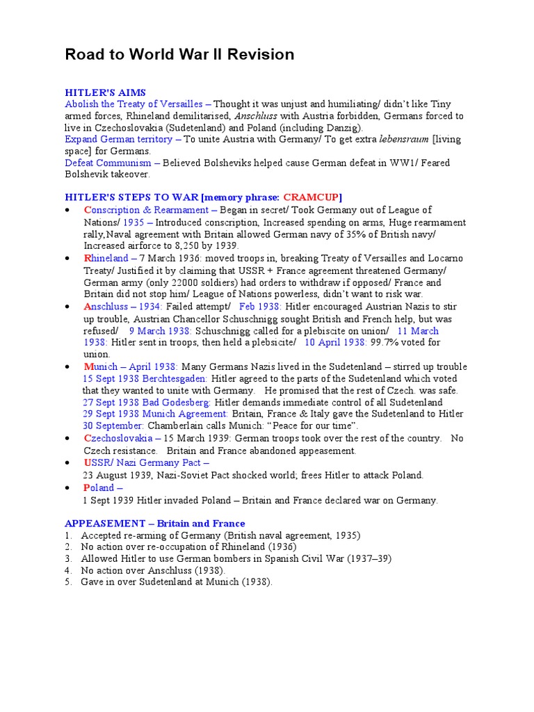 Road To WWII Revision | Download Free PDF | Nazi Germany | World War II