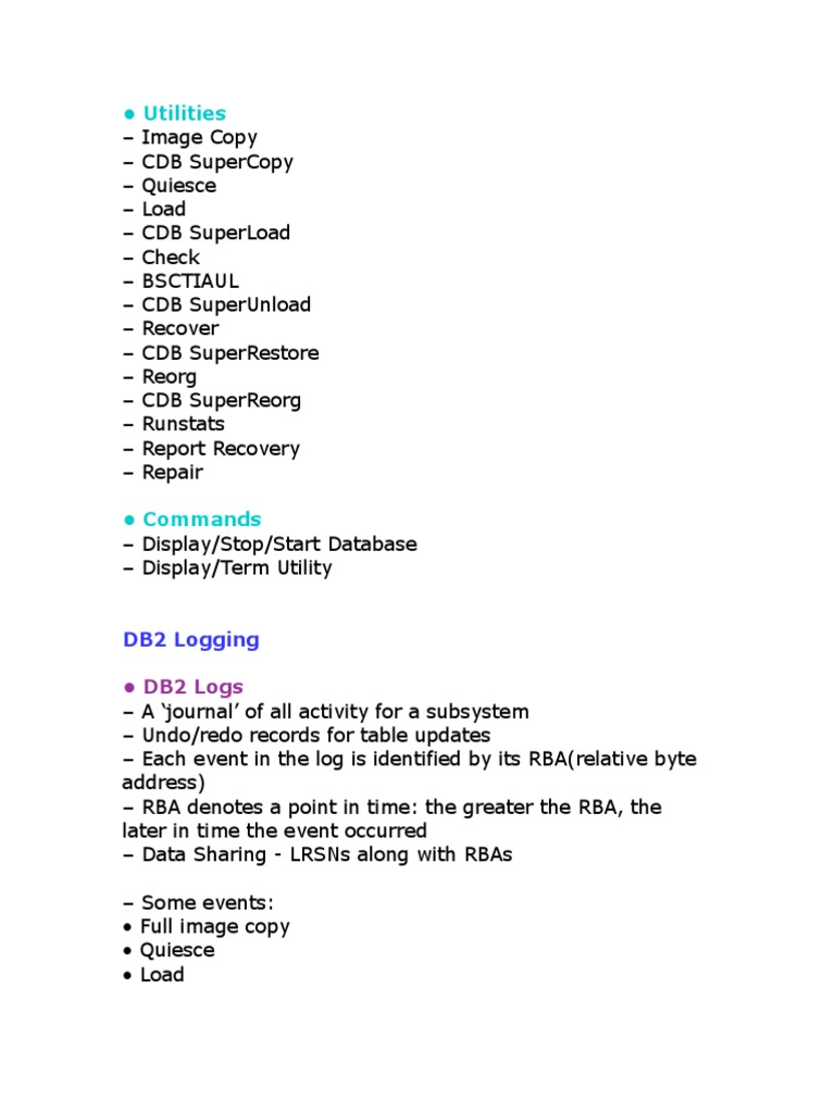 Utilities: DB2 Logging | PDF | Database Index | Ibm Db2