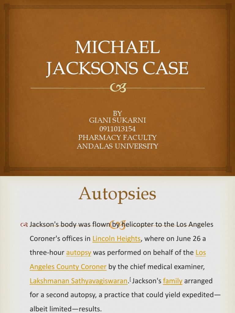 Michael Jacksons Case | PDF | Medicinal Chemistry | Pharmaceutical Sciences