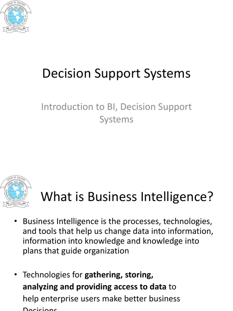 Introduction To BI, Decision Support Systems | PDF | Decision Support ...