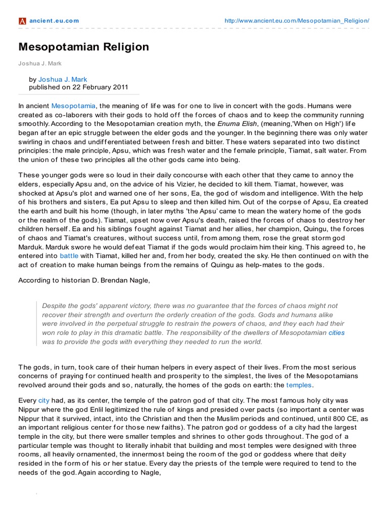 Mesopotamian Religion | PDF | Comparative Mythology | Ancient Near East ...