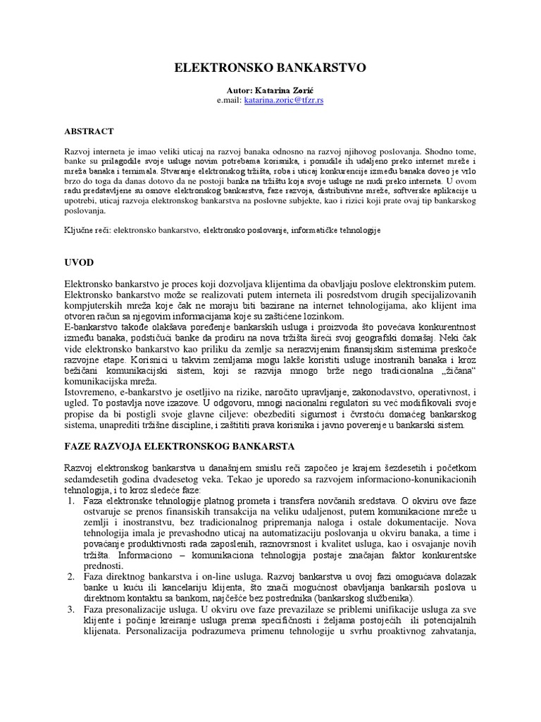 Elektronsko Bankarstvo | PDF
