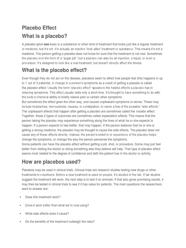 Placebo Effect | PDF | Placebo | Clinical Trial