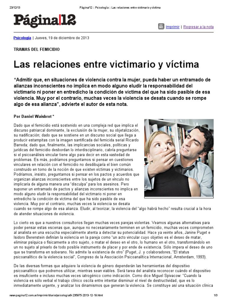Las Relaciones Entre Victimario y Víctima | PDF | Psicoanálisis | Psicosis