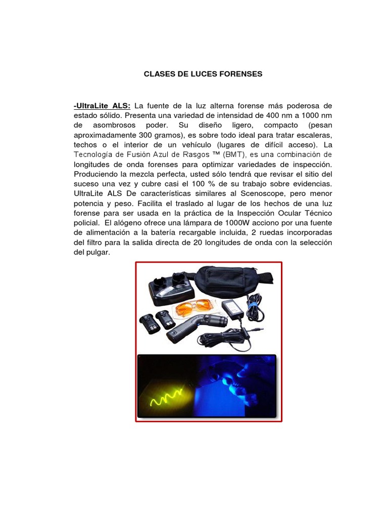 Clases de Luces Forenses | Ultravioleta | Luz