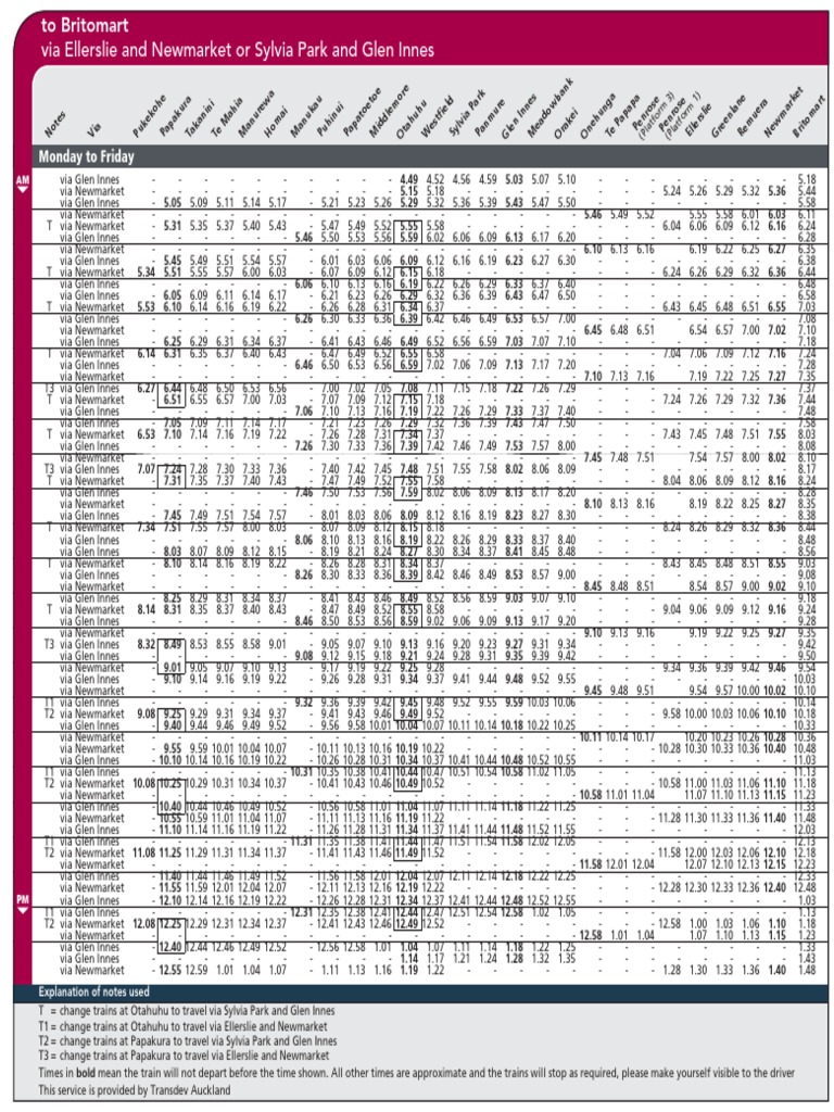 Southern Line Train Timetable | PDF