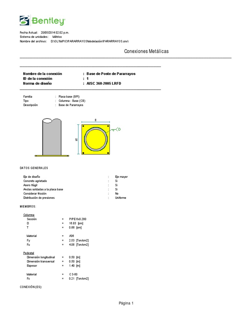 Reporte de RAM Connection Standalone V8i - Datos | PDF | Ingeniería mecánica | Materiales