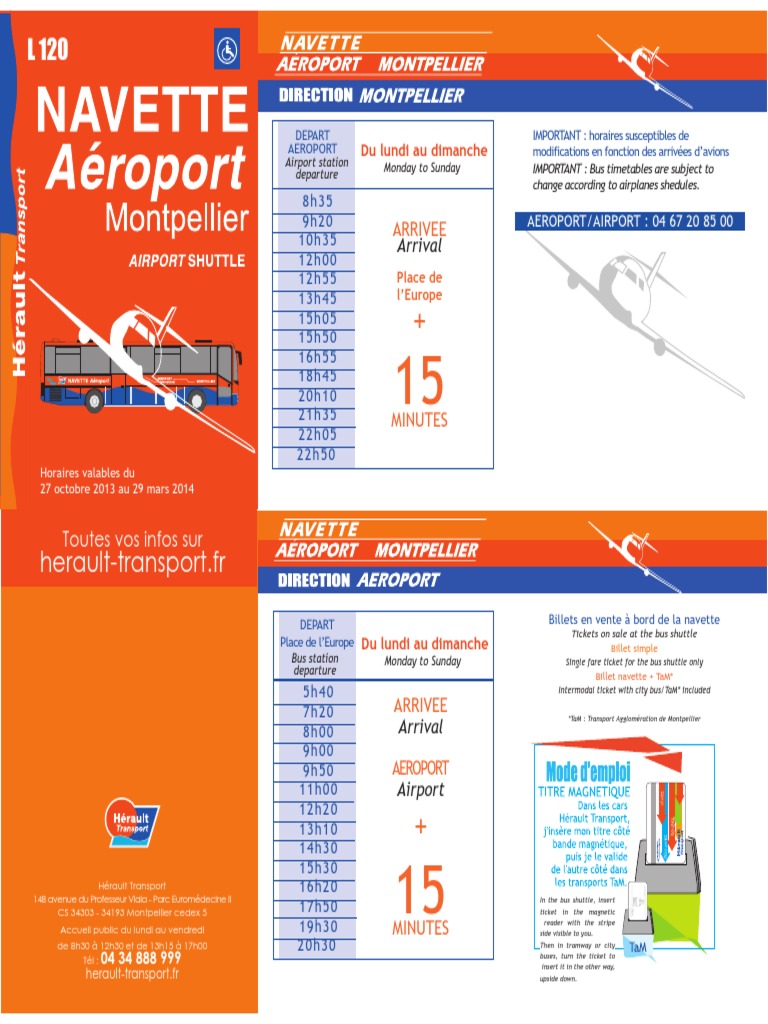 Horaires Navette Aeroport Montpellier Hiver 2013.original | PDF ...