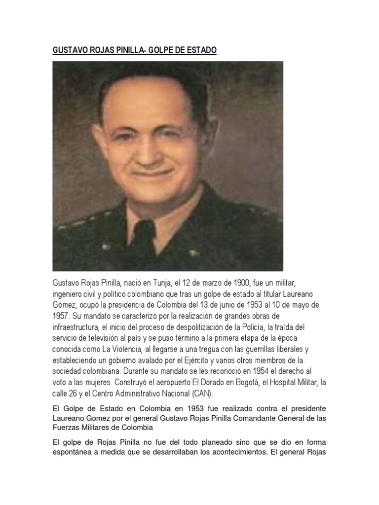 Gustavo Rojas Pinilla | PDF | Relaciones internacionales | Conflictos