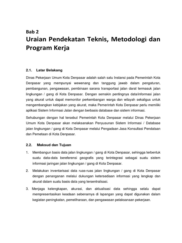 Ustek Database Jalan Lingkungan Kecamatan | PDF