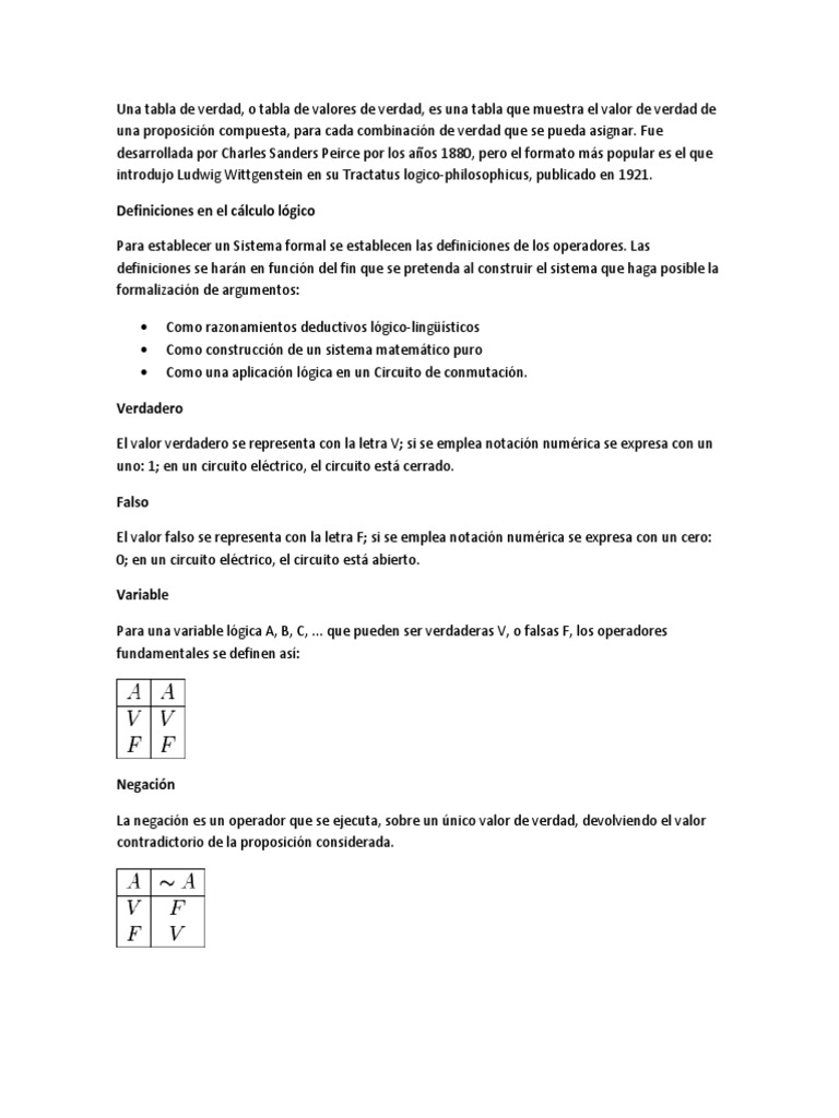 Logica Tablas de Verdad | PDF | Puerta lógica | Proposición