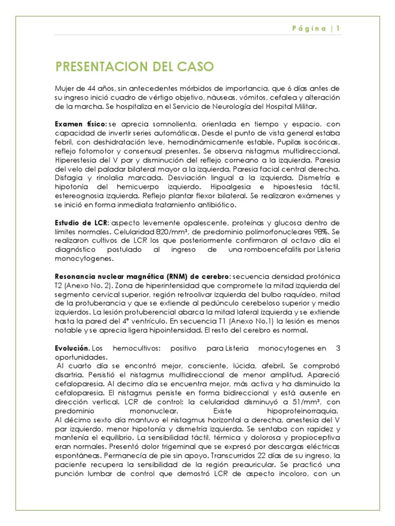 Romboencefalitis y nervio vago en Listeria | PDF | Cerebelo | Nervio vago