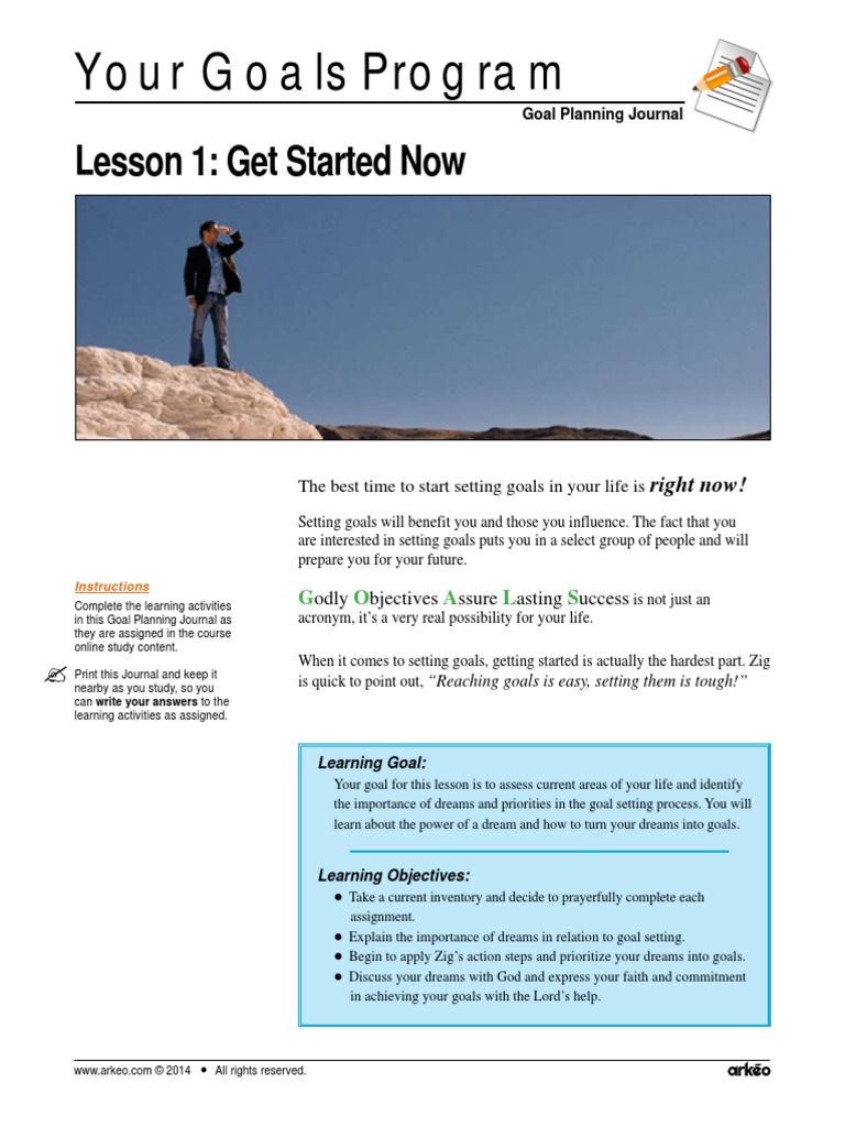 Ziglar Goals Journal Sample | PDF | Goal Setting | Goal