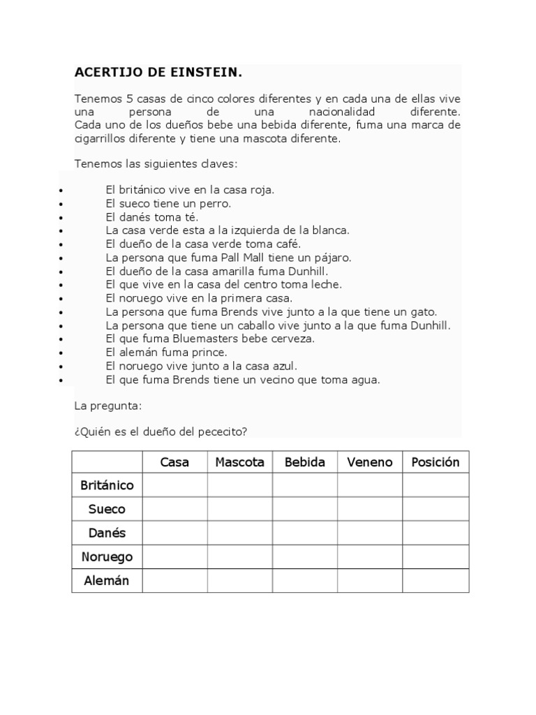 Acertijo de Einstein | PDF