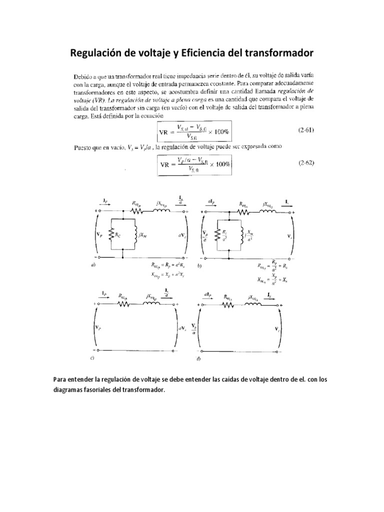 Regulación de Voltaje y Eficiencia Del Transformador | PDF