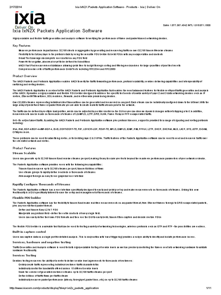 Ixia IxN2X Packets Application Software - Products - Ixia - Deliver On ...