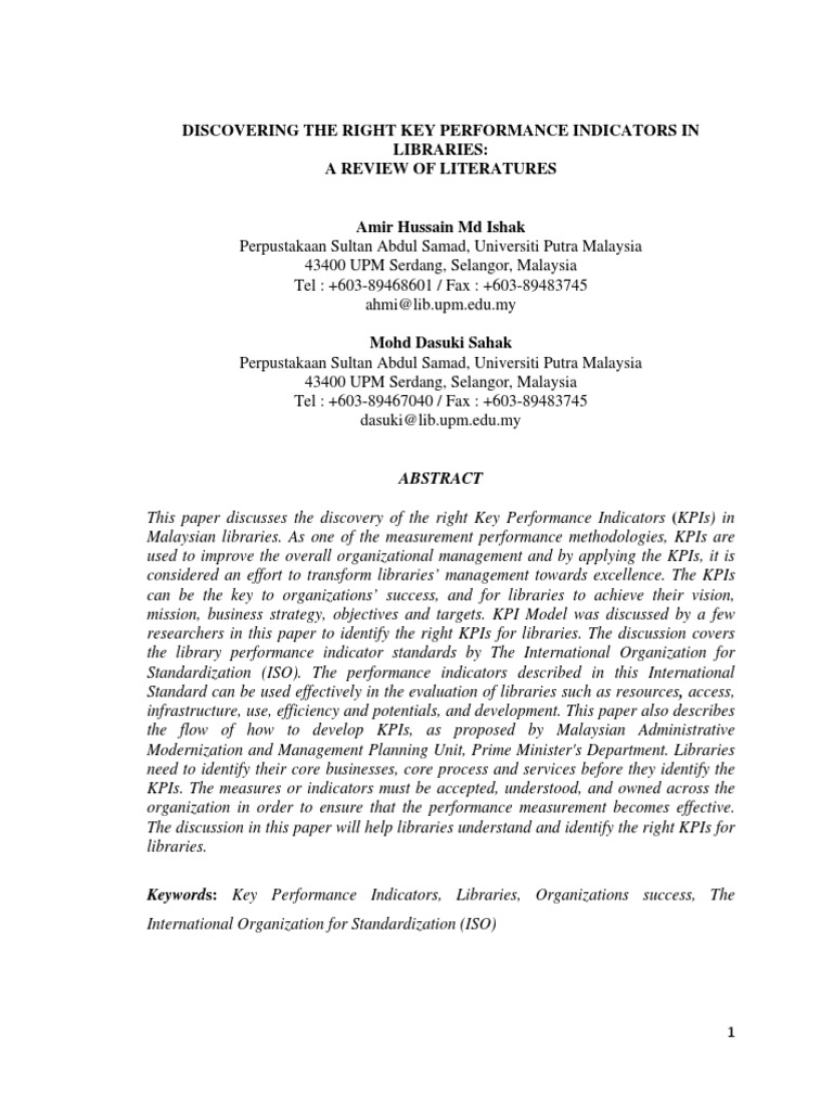 Discovering The Right Key Performance Indicators | PDF | Performance Indicator | Najib Razak