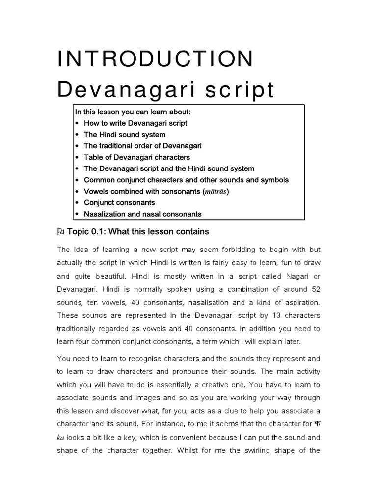 Introduction To The Devanagari Script | PDF | Consonant | Orthography