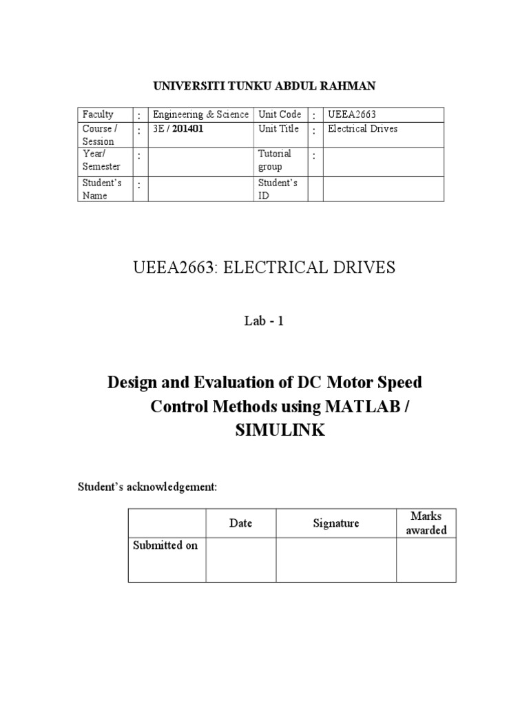 Lab1 DC Motor Speed Control | PDF | Electricity | Electrical Engineering