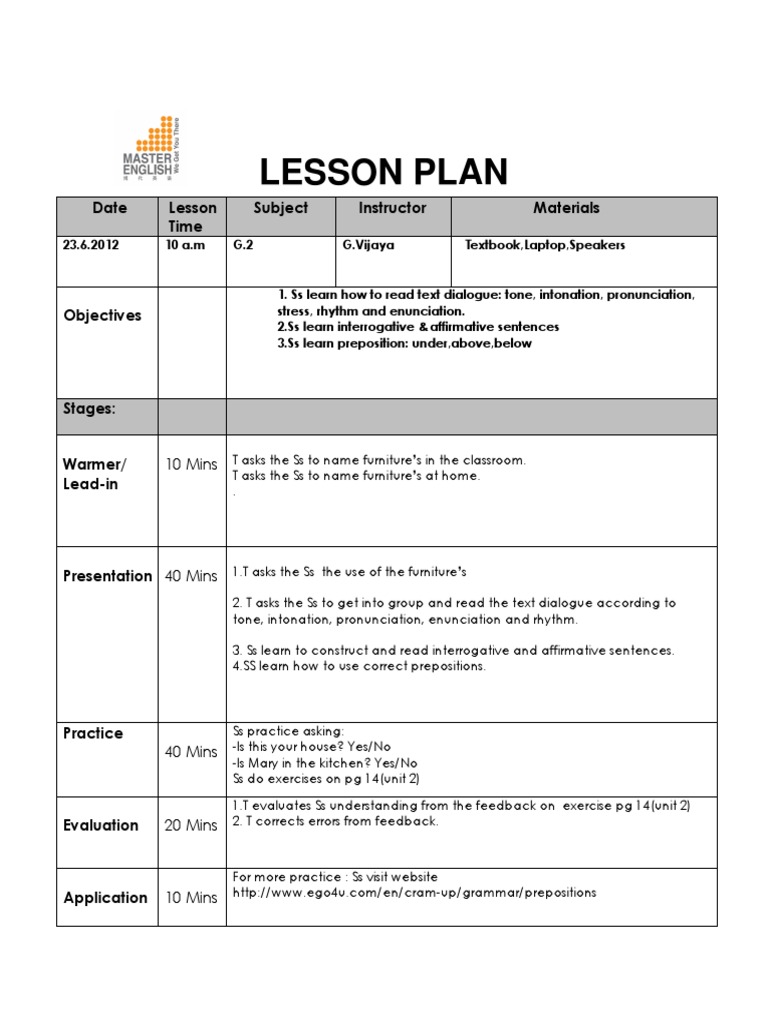 (Leasson Plan) Movers | PDF | Pronoun | Lesson Plan