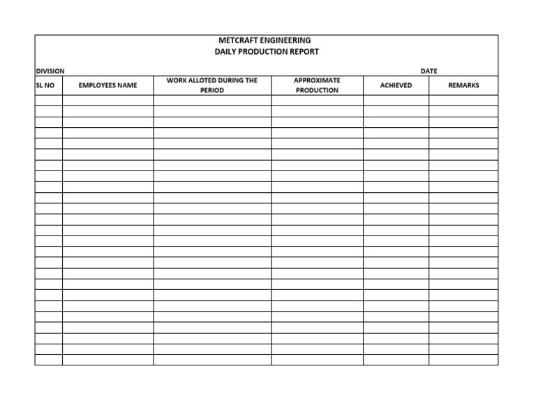 Daily Production Report | PDF