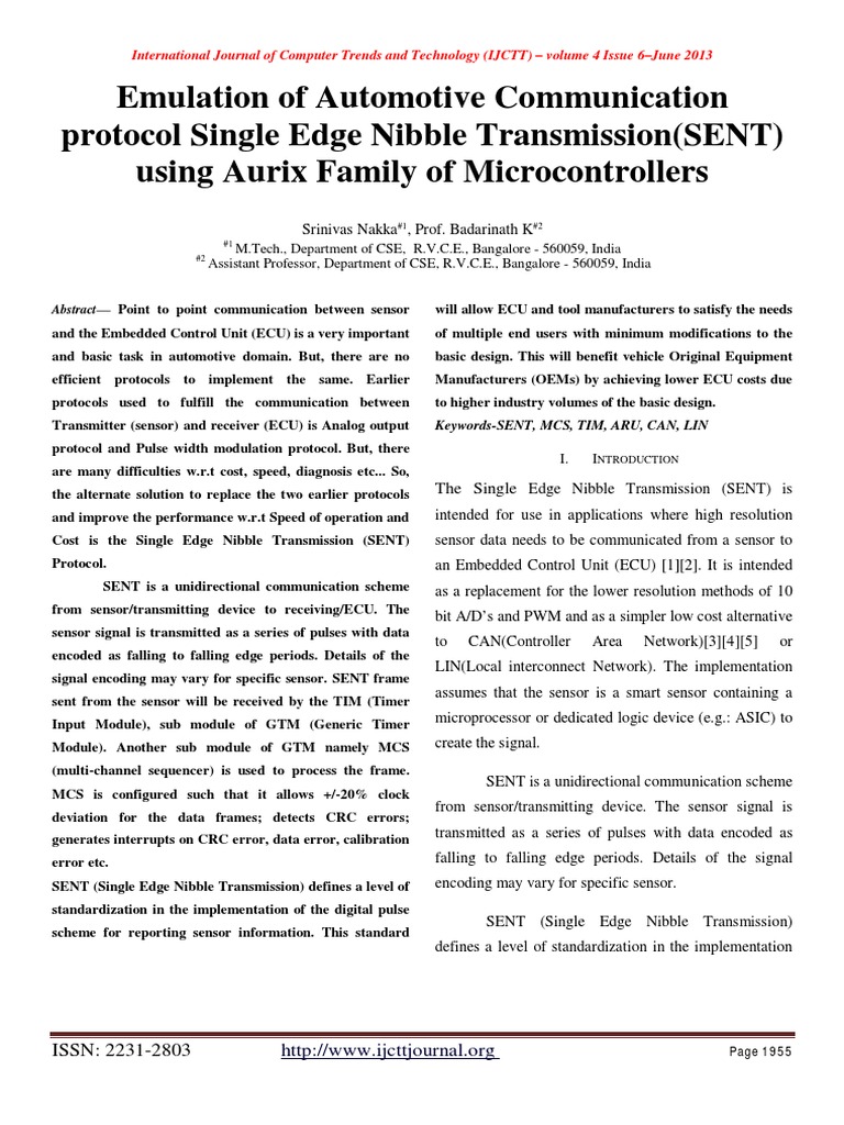Emulating SENT Protocol in Automotive | PDF | Communications Protocols ...