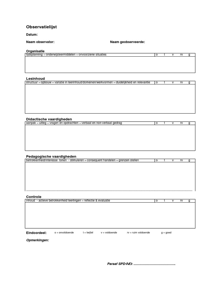 Blanco Observatielijst | PDF
