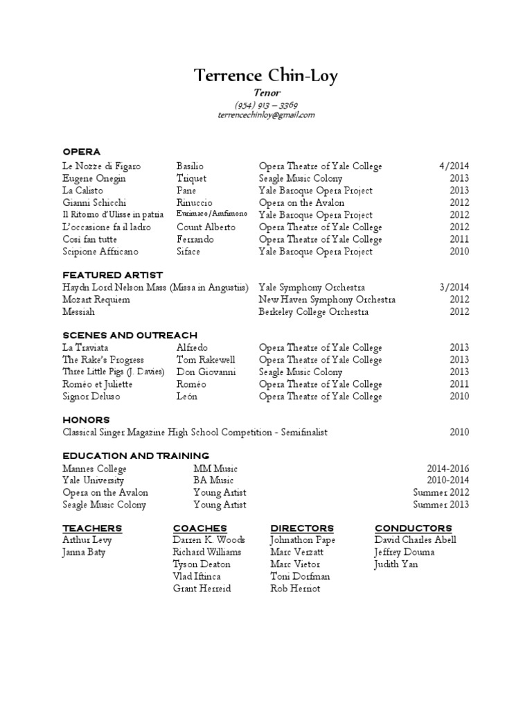 Terrence Music Resume | PDF