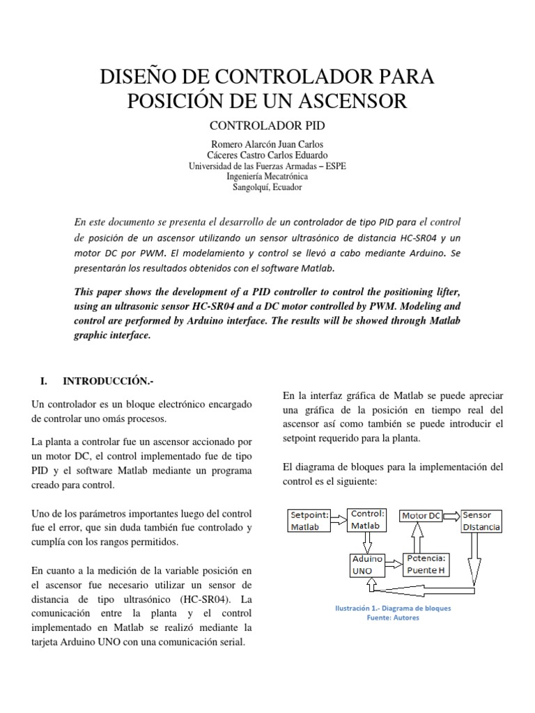 Control PID posición ascensor | PDF | Ingenieria Eléctrica | Ingeniería