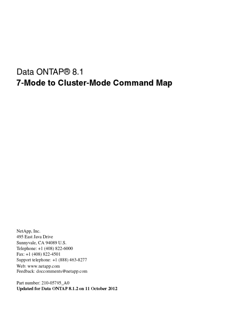 Data ONTAP 81 7mode To ClusterMode Command Map | PDF | Command Line Interface | Computer Data ...