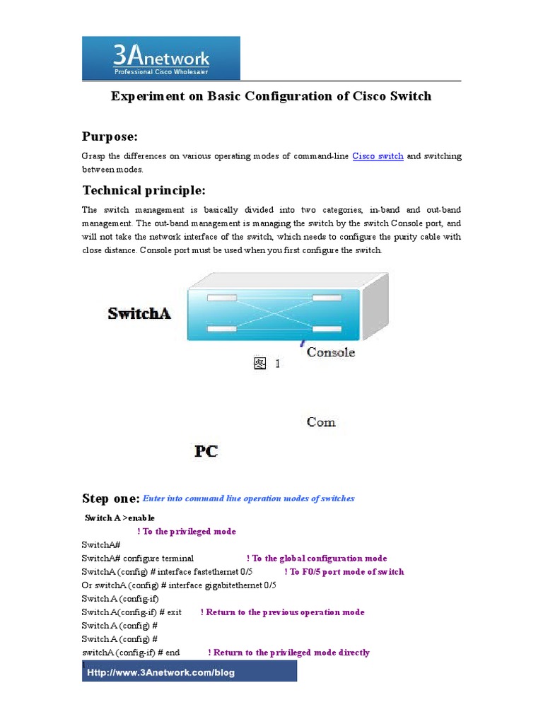Experiment On Basic Configuration of Cisco Switch | PDF | Command Line Interface | Computer ...