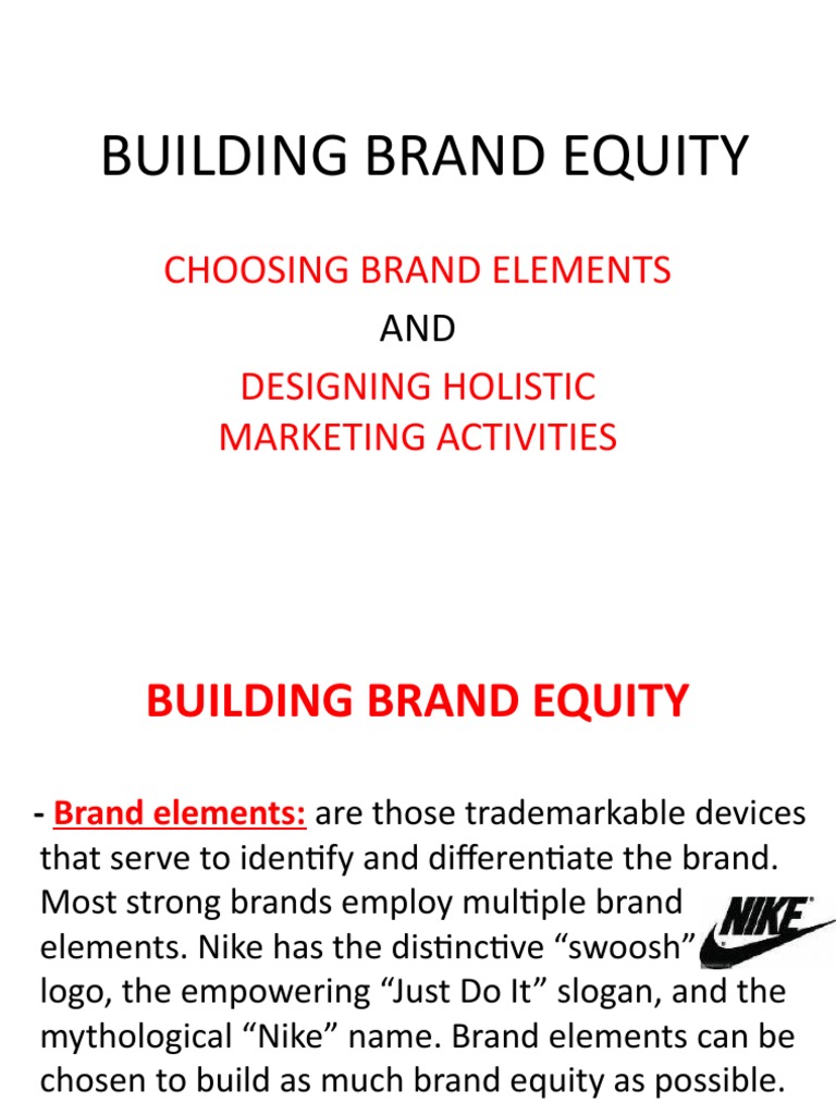 Building Brand Equity: Choosing Brand Elements Designing Holistic ...