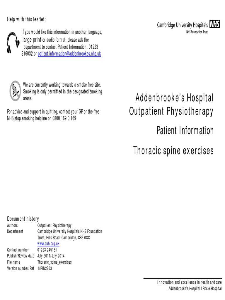 Thoracic Spine Exercise Guide | PDF | National Health Service (England ...