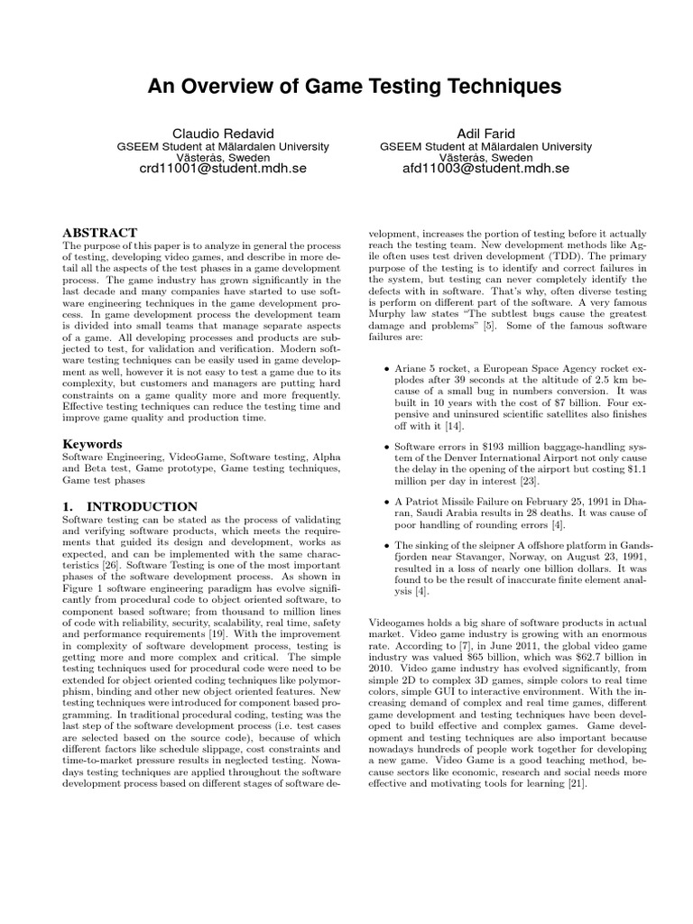 Game Testing Techniques | PDF | Software Release Life Cycle | Software ...