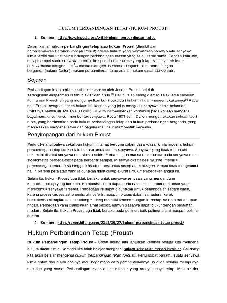 Hukum Perbandingan Tetap | PDF