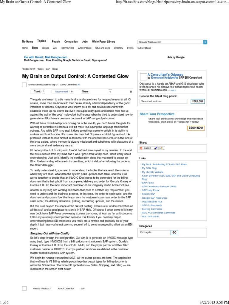 Output Control - EDI | PDF | Electronic Data Interchange | Invoice