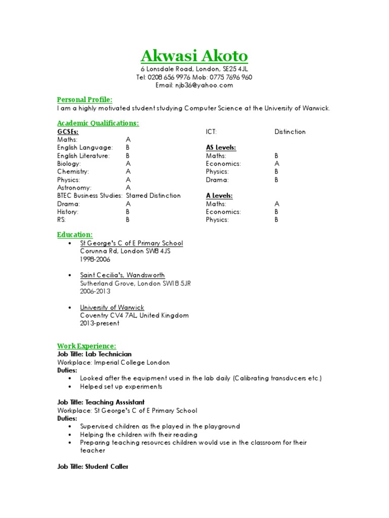 Akwasi Akoto: Personal Profile | PDF