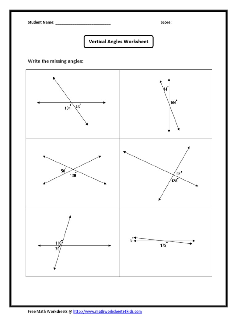 Vertical Angles Worksheet Pdf Trigonometic Ratios (SOH CAH TOA):