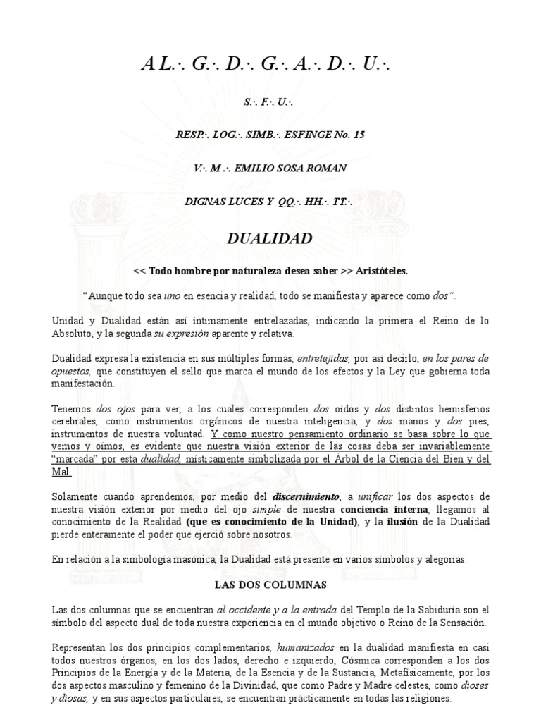 Significado y Simbolismo de la Dualidad | PDF | Dualismo | Esencia
