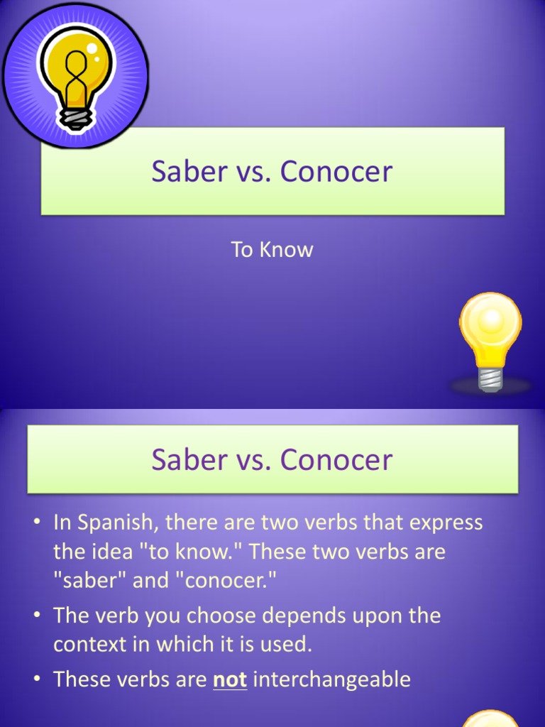 Saber Vs Conocer | PDF | Verb | Semantic Units